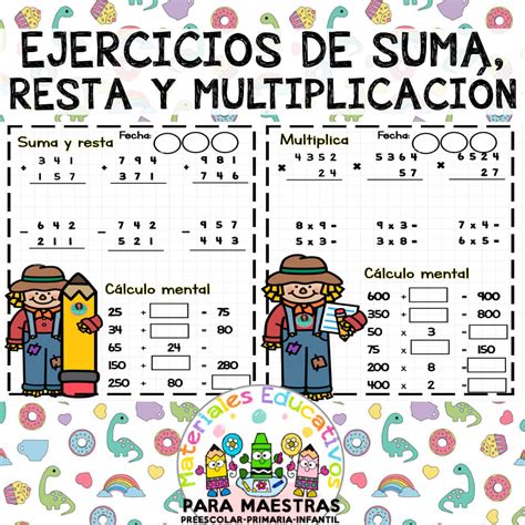 Sumas Restas Multiplicaciones Y Divisiones Con Dibujos Para Colorear