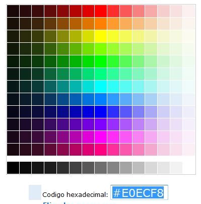 TIC Tabla de códigos hexadecimales