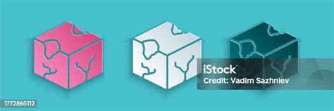 파란색 배경에 격리된 용지 절단 Isometric 큐브 아이콘입니다 기하학적 큐브 솔리드 아이콘입니다 3d 정사각형 기호입니다 상자 기호입니다 종이 아트 스타일 벡터 0명에