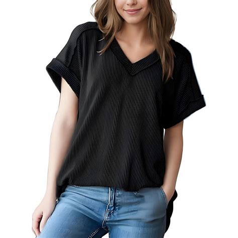 Womens Short Sleeve Top Black Xxl