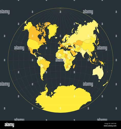 World Map Van Der Grinten Ii Projection Futuristic World Illustration For Your Infographic