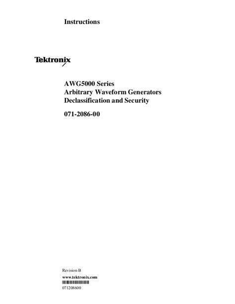 Tektronix Awg5002 Awg5004 Awg5012 Awg5014 Declassification And Security Instructions
