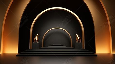 럭셔리 골드 아치 배경은 시크한 블랙 3d 최소 제품 연단 디스플레이를 향상시킵니다 연단 배경 시크 배경 명품 배경 이미지 Hd 연단 시크 명품 배경 사진 무료