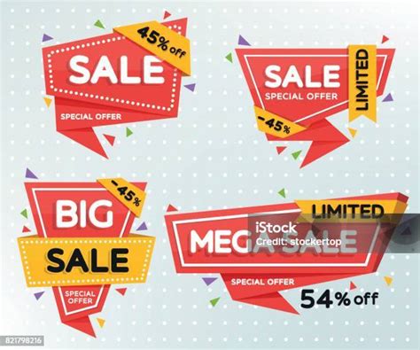 빨강 색된 스티커와 배너의 집합입니다 판매 및 할인 배너 템플릿 디자인입니다 가격에 대한 스톡 벡터 아트 및 기타 이미지 가격 가격표 개념 Istock