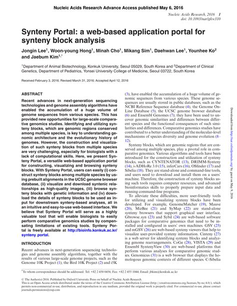 Pdf Synteny Portal A Web Based Application Portal For Synteny Block