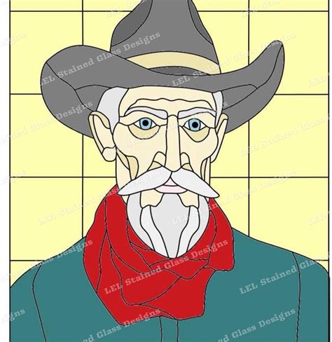 Old Cowboy Stained Glass Panel Pattern Etsy
