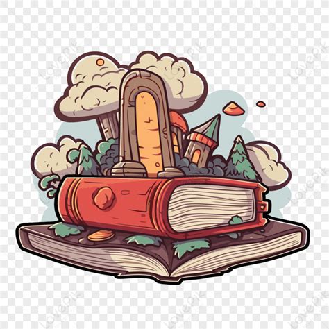 구름 클립 아트와 함께 펼쳐진 책 벡터상표 Png 일러스트 무료 다운로드 Lovepik