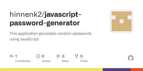 Github Hinnenk2javascript Password Generator This Application