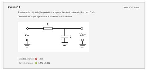 Solved 0 Out Of 16 Points A Unit Ramp Input T Volts Is