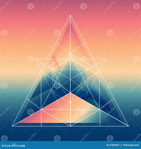 Abstract Isometric Pyramid With The Reflection Of The Environment And Low Poly Triangles On