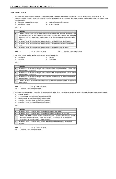 Chapter 32 Neurological Alterations Key Concepts And Review