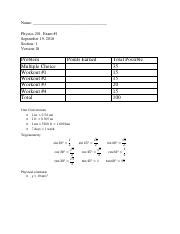 Phys Exam B Pdf Name Physics Exam September Section Version B Problem