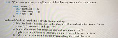 Solved Write Statements That Accomplish Each Of The