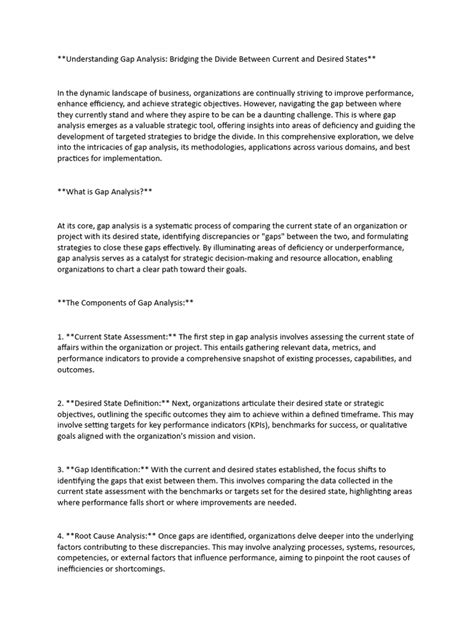 Understanding Gap Analysis Pdf Benchmarking Swot Analysis