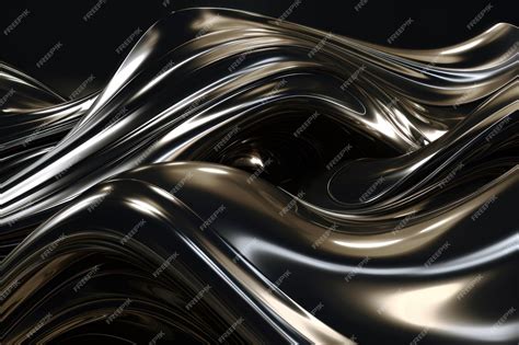Premium Ai Image Abstract 3d Render Glossy Reflective Metallic Organic Curve Wave In Motion Ai