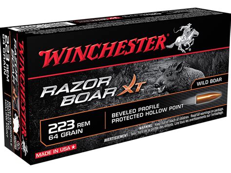 Winchester Razor Boar Xt 222 Remington Ammo 64 Grain Solid Hollow