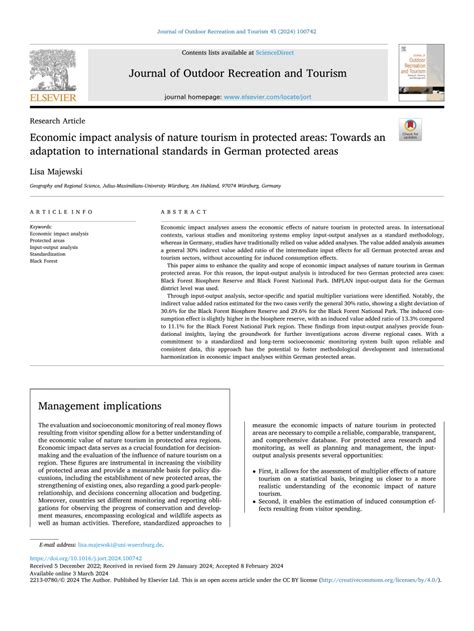 Pdf Economic Impact Analysis Of Nature Tourism In Protected Areas Towards An Adaptation To