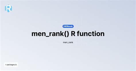 Menrank R Function From Hkrbook R Packages