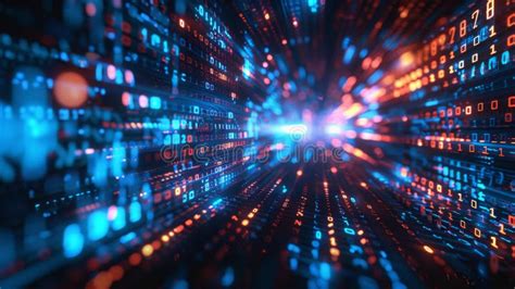 Digital Data Stream With Lights And Matrix Great For Futuristic Visuals And Tech Concepts Stock