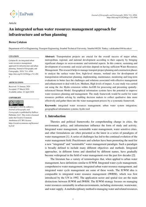 Pdf An Integrated Urban Water Resources Management Approach For