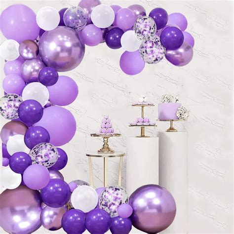 Purple Balloon Arch Garland Kit Purple White Confetti Balloons Arch