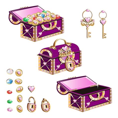 Premium Vector Treasure Chest Set