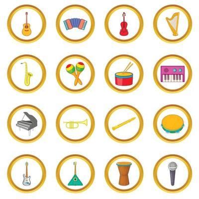 Various Musical Instruments Are Shown In Circles