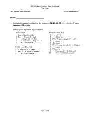 FinalExam Pdf CS Algorithms And Data Structures Final Exam Points Minutes Closed