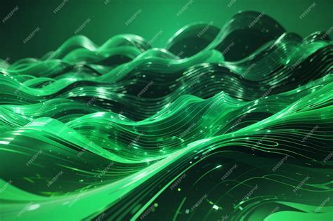 Premium Photo Abstract Green Futuristic Background Technological Wave Of Information Data Flow