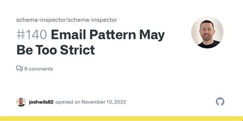 email pattern may be too strict · issue 140 · schema inspector schema