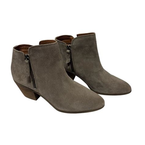 Frye Womens Judith Double Zip Suede Leather Ankle Bootie Taupe Gray