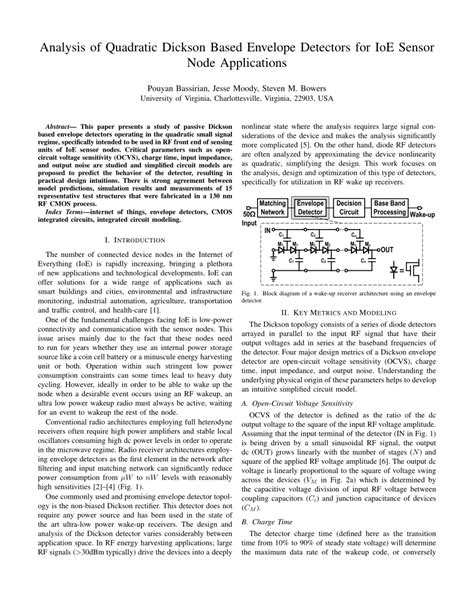 Pdf Analysis Of Quadratic Dickson Based Envelope Detectors For Ioe