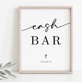 Minimalist Cash Bar Wedding Sign Zazzle
