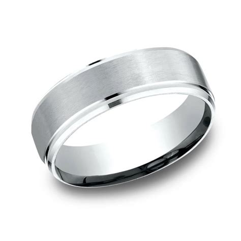 14k White Gold 65mm Satin Finish Drop Bevel Edge Lightweight Comfort