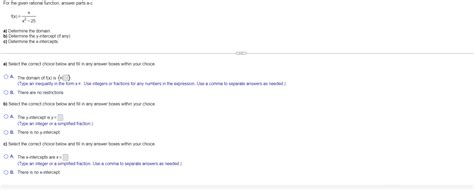 Solved For The Given Rational Function Answer Parts A C Chegg