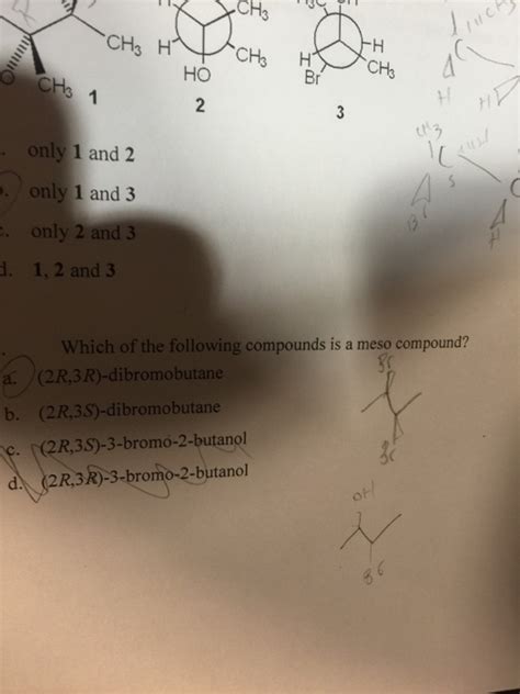 Solved Which Of The Following Compounds Is A Meso Compound