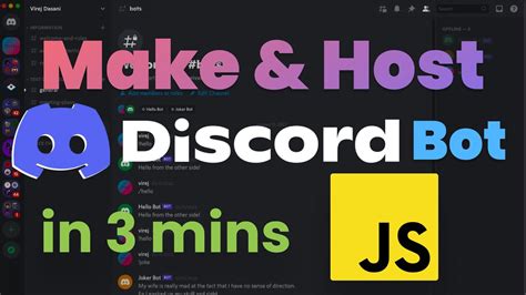 Make And Host A Discord Bot With Javascript In 3 Mins 2022 Youtube