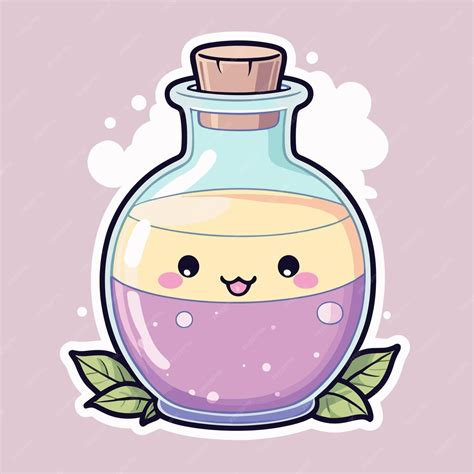 Premium Vector Cute Potion Bottle Cartoon Character Kawaii Illustration