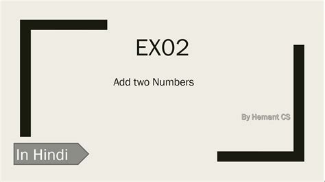 Adding Two Number In Python Ex02 In Hindi Youtube