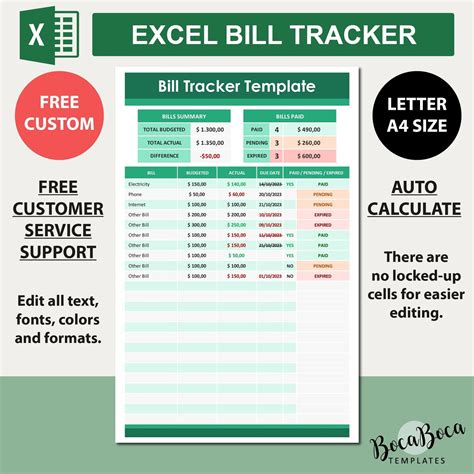 Monthly Bill Tracking Spreadsheet In Excel Excel Bill Tracker Template