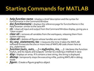 Getting Started With Matlab By Hannah Dotson Vikram Kodibagkar Laboratory PPT