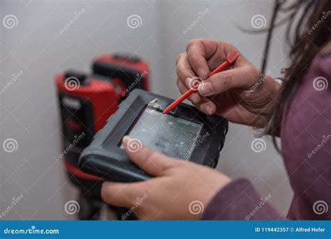 Laser Measuring Device 3d Measuring Device In Use Stock Image Image