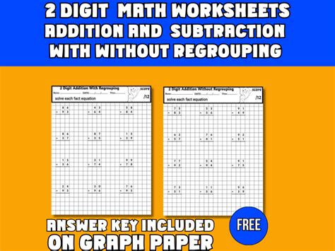 2 Digit Addition Subtraction With Without Regrouping On Graph Paper