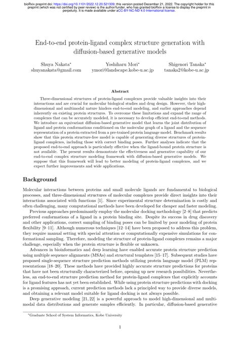 pdf end to end protein ligand complex structure generation with diffusion based generative models