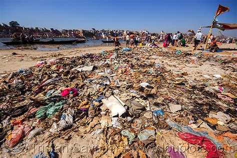 Plastic Trash Pollution Ganges River Ganga Varanasi India