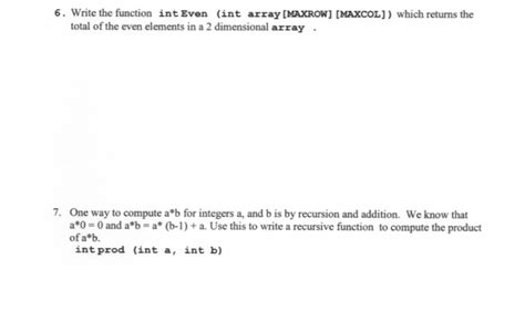 solved 6 write the function int even int array [maxrow