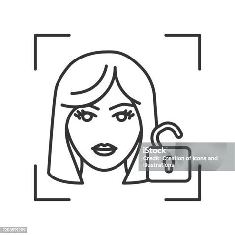 식별 얼굴 검은 선 아이콘입니다 확인에 성공했습니다 액세스 잠금을 해제합니다 Id 및 확인 자 생체 인식 보안 요소 웹 페이지