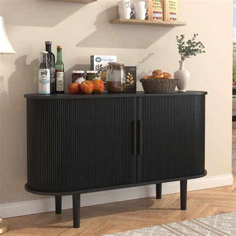 Bometao 47 Sideboard Tambour Storage Cabinet Buffet Cabinet With