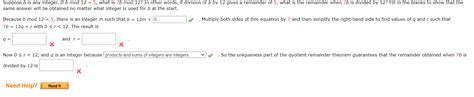 Solved Suppose B Is Any Integer If B Mod 12 5 What Is 7b