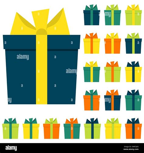 Collection Of Twenty Multi Colored T Boxes Vector Illustration